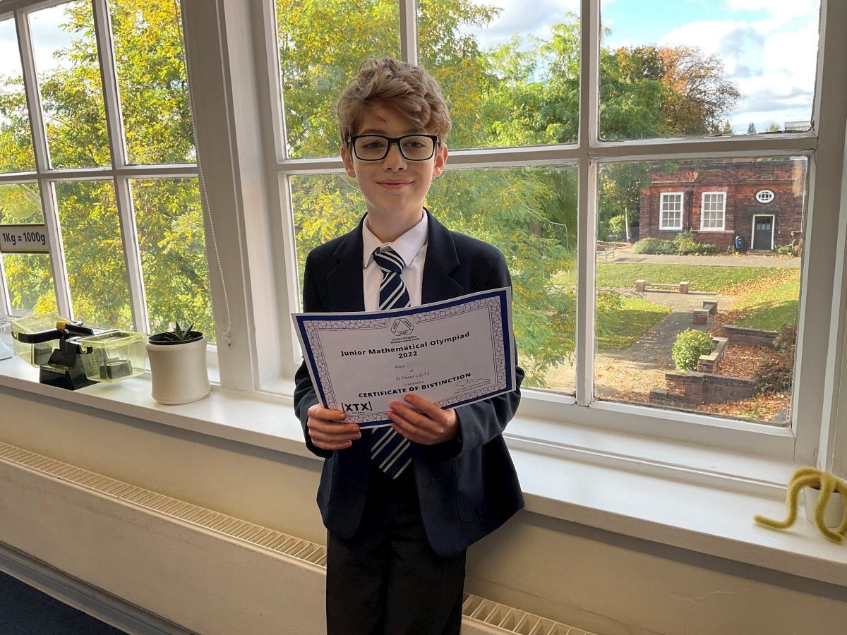 Alex qualifies for the Junior Maths Olympiad | News | St Peter's School